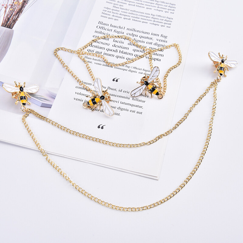 Cute Bee Vintage Brooches Pins Alloy Metal Chain Brooch Broches Man ...