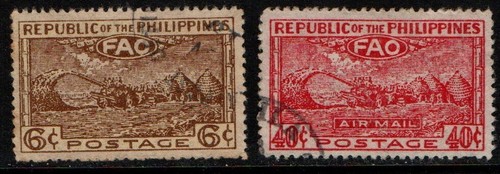 Philippines 1948 6c, 40c United Nations FAO Conference SG655, 658 Used ...