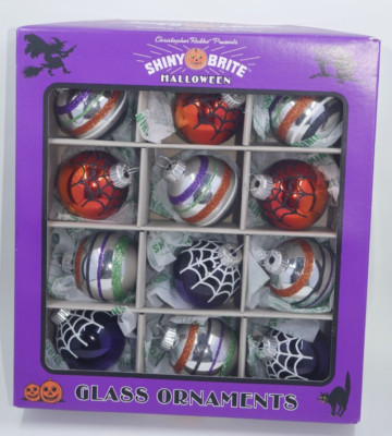 Shiny Brite Halloween Ornaments 1 NIB Christopher Radko 2" Striped ...