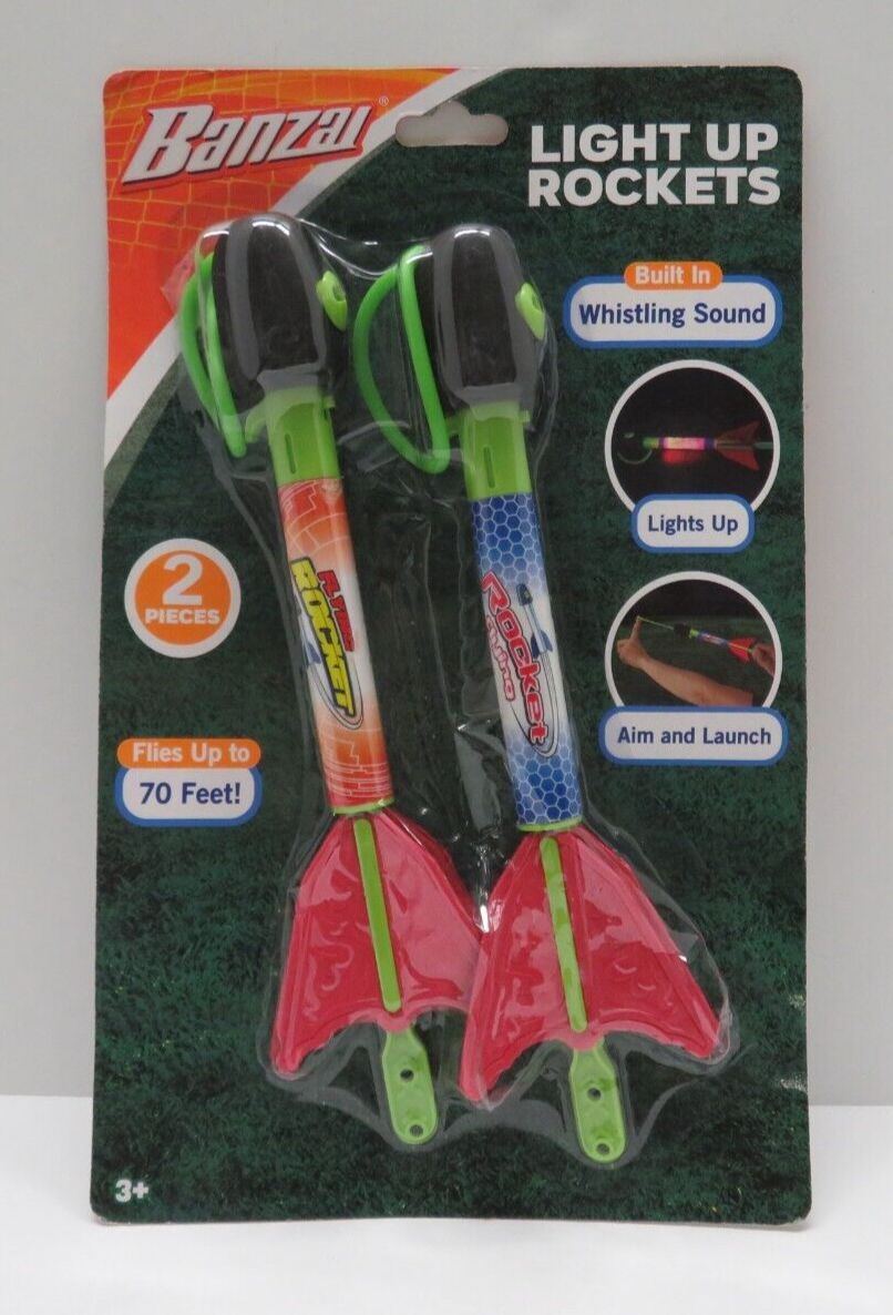 2 Banzai Light Up Rockets Launch 70 Feet, Light Up, Whistles, Foam ...