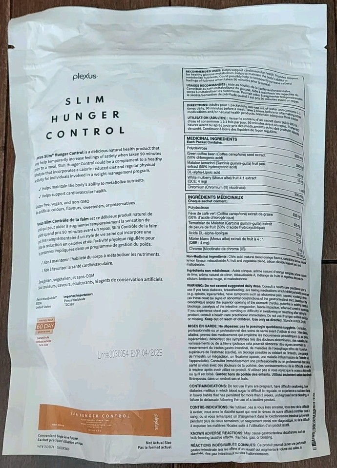 Plexus Slim Hunger Control Blood Orange Lemon Lime 30 Packets New Exp ...
