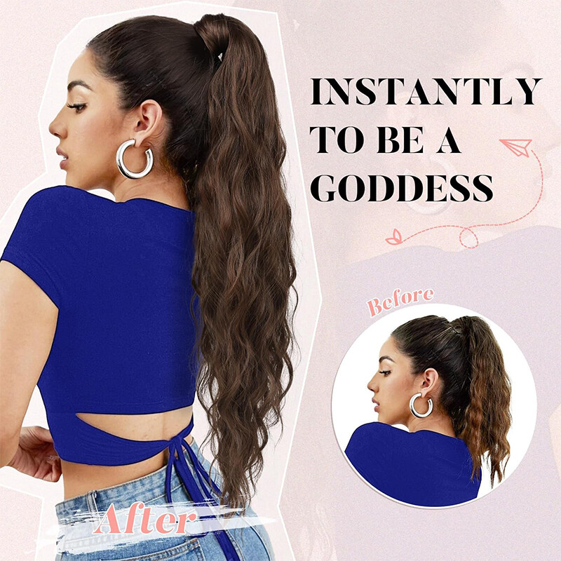 100% Real As Human Hair Wrap Around Ponytail Extension With Clip in ...