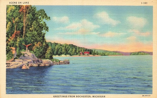 ROCHESTER MICHIGAN GREETINGS FROM POSTCARD 1940s | eBay