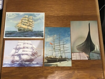 FOUR VINTAGE POST CARDS THREE CUTTY SARK AND ONE GOGSTAD NORWAY VIKING ...
