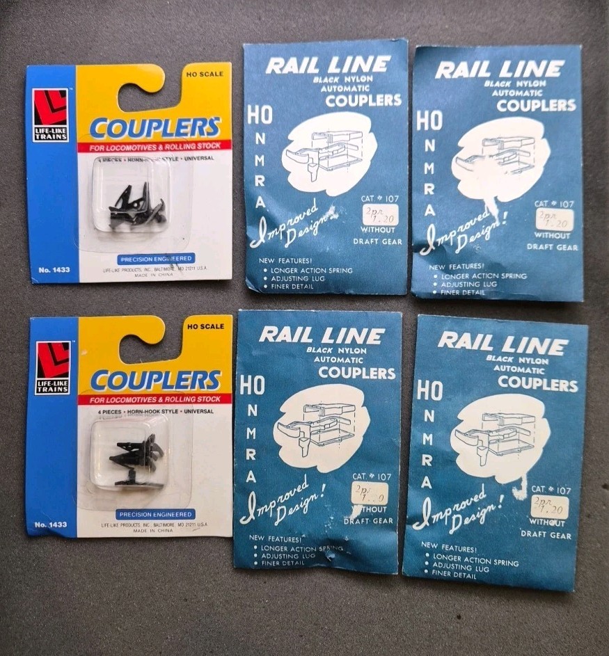Train Rail Line HO Black Nylon Automatic Couplers For Locomotives Lot ...