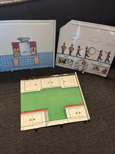 Vtg Metal Tin Dollhouse House Doll Marx Home Part Inner WALL BATHROOM ...