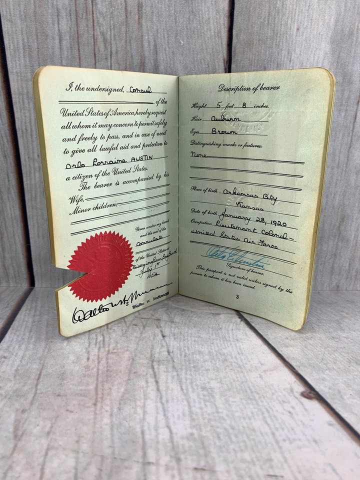 Vintage 1954 US Passport for Lt Colonel US Air Force Lots of Stamps | eBay