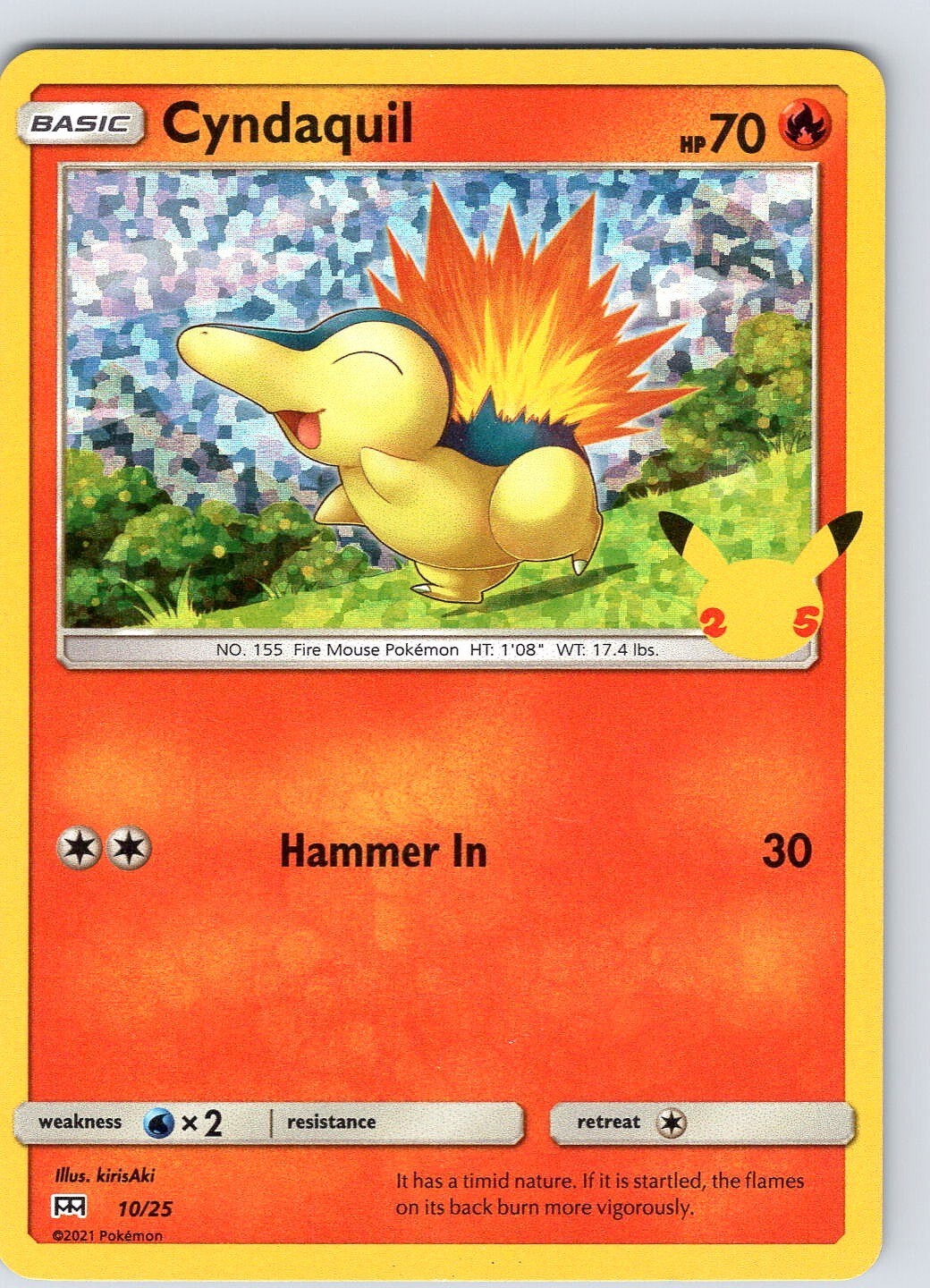 Pokemon TCG Cyndaquil Mcdonalds 25th Anniversary 10/25 Holo Promo Card ...