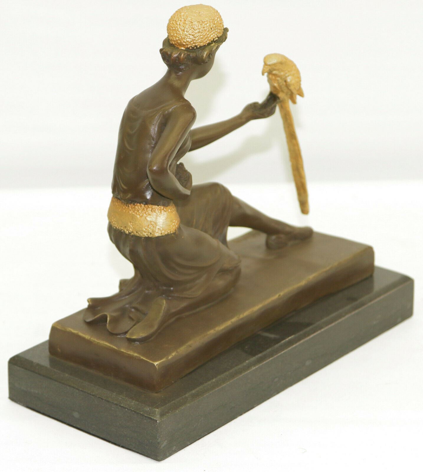 Bronze Art Nouveau Deco Sculpture Deco Girl w/ Parrot by Chiparus Home ...