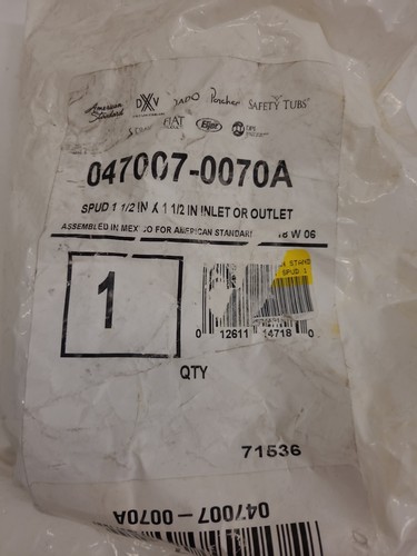 American Standard 0470070070A Inlet Spud Toilet 1 1/2 in for sale ...