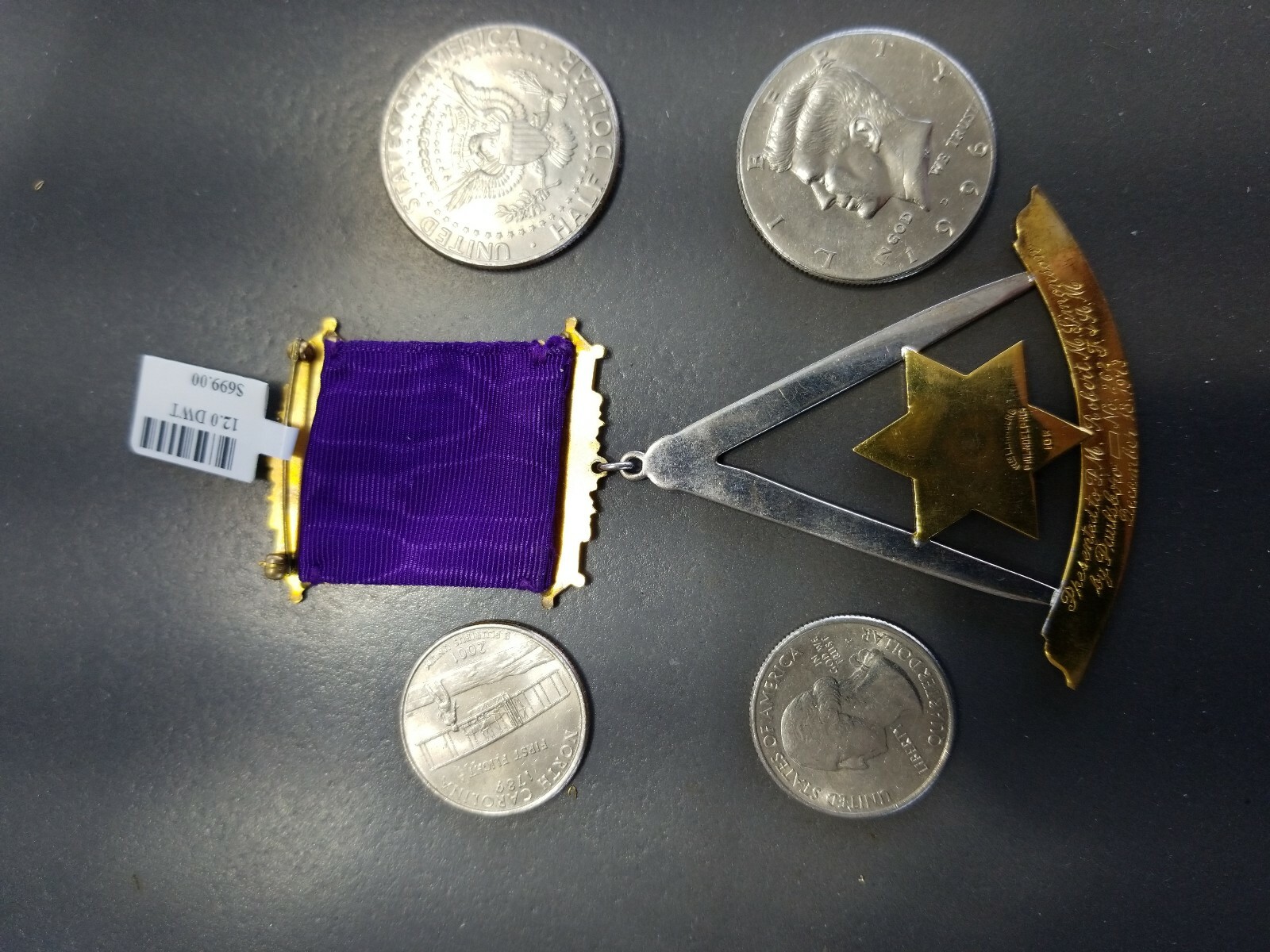 10 K Yellow and White gold Masonic Master Freemason Ribbon Pendant | eBay