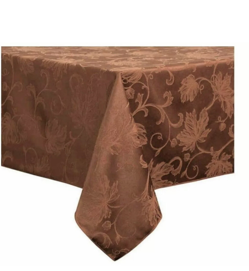Tablecloth Autumn Scroll BRONZE Damask 60 x 84 Thanksgiving Fall Bed ...