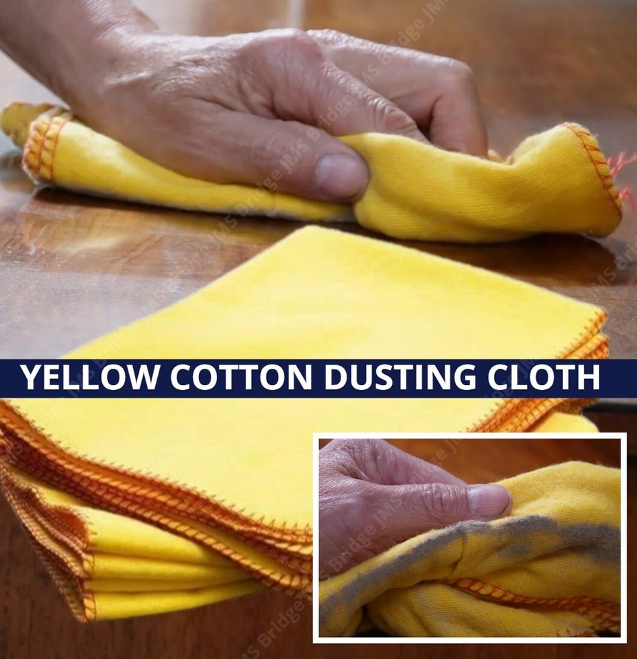 24 X Yellow Dusters 100% Soft Cotton Polishing Cleaning Dust Cloth ...