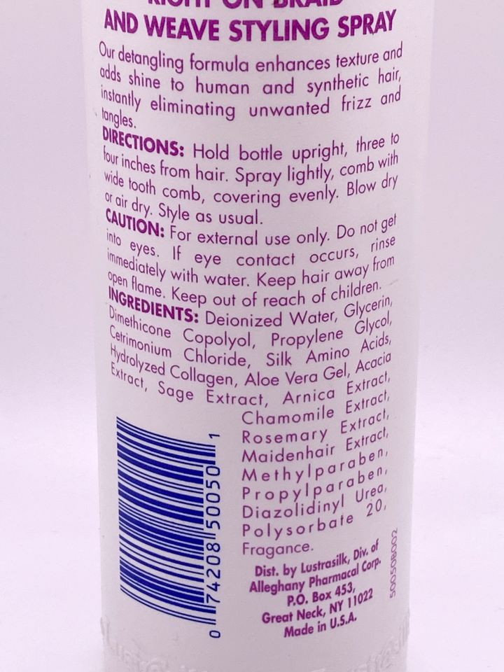 Lustrasilk Right On Braid & Weave Styling Spray Detangling Formula - 12 ...