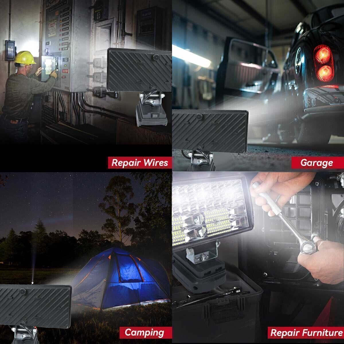 18V LED Jobsite Work Light Workshop Flashlights Lamp Dual USB For ...