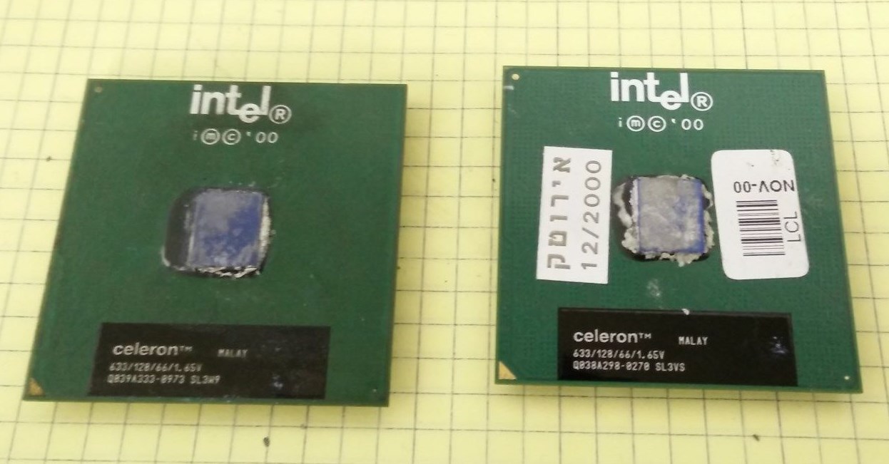 2x INTEL CELERON SL3VS (1) SL3W9 (1) 633MHz 128KB 66MHz 1.65V Socket ...