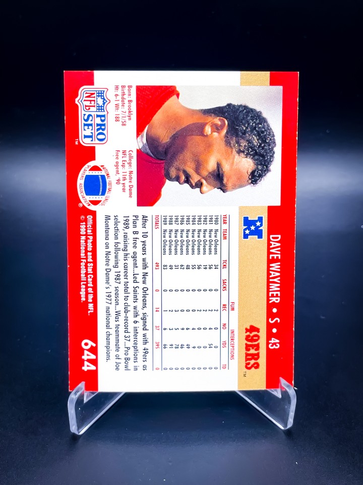 1990 Pro Set Dave Waymer #644 San Francisco 49ers | eBay