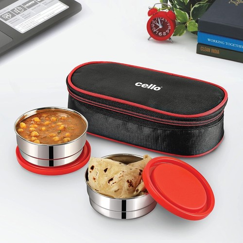 Cello Eco Bite Stainless Steel Lunch Box for Office & School, 2 ...