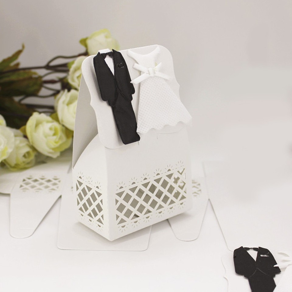 12pcs Wedding Candy Box with Bride Groom Tuxedo Dress Decoration ...