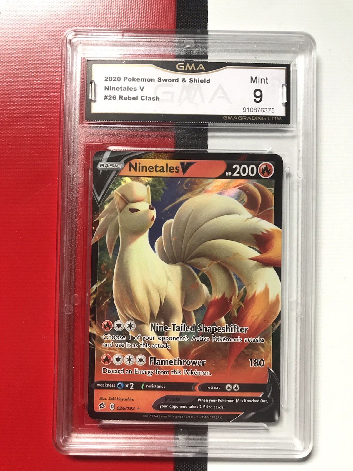 Pokémon TCG Ninetales V Rebel Clash 026/192 Holo Ultra Rare. GMA 9 Mint ...