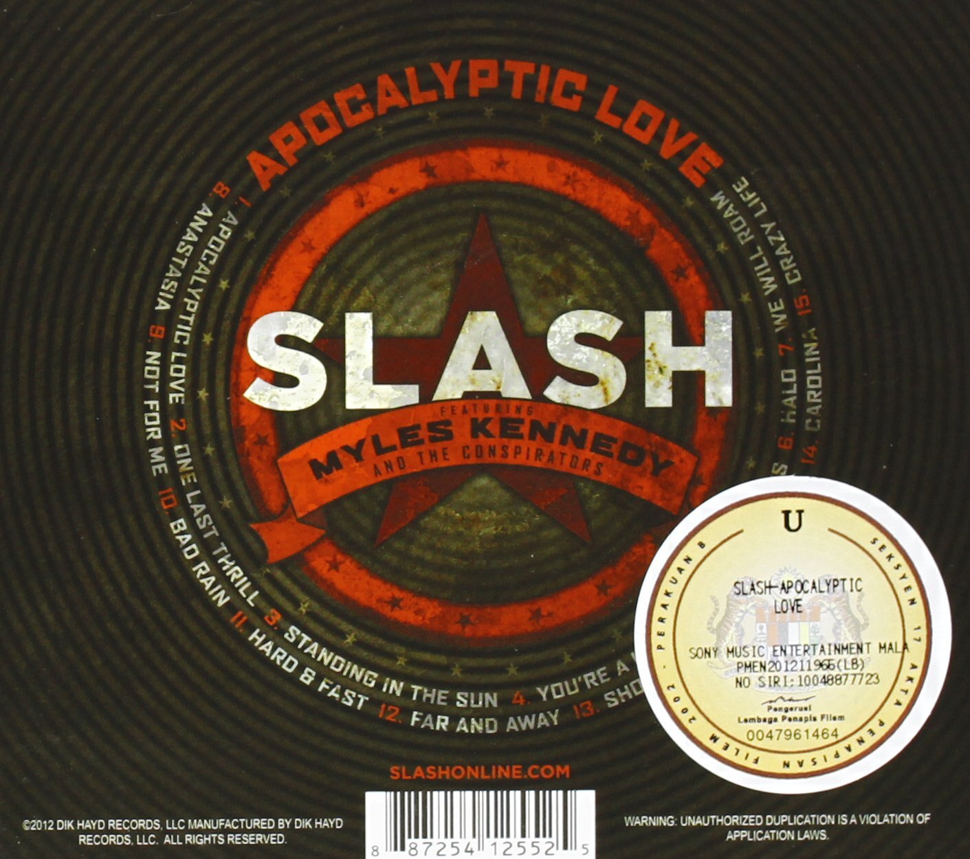 Slash - Apocalyptic Love CD Dvd2012 Guns N Roses Myles Kennedy Bonus ...