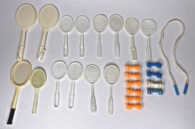 Lot of Vintage Barbie Accessories Tennis Rackets, Dumbells, & Jump Rope ...