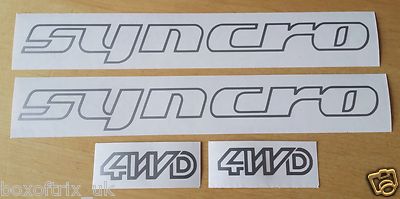 2 x VW Syncro + 2 x 4WD Vinyl Stickers - Choice 25 Colours - T4, T5 ...