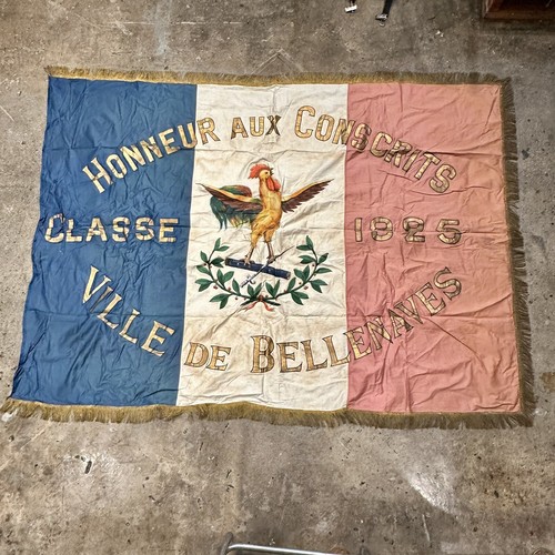 Antique French Army Handpainted Flag Post WW1 1925 Original Huge Linen ...