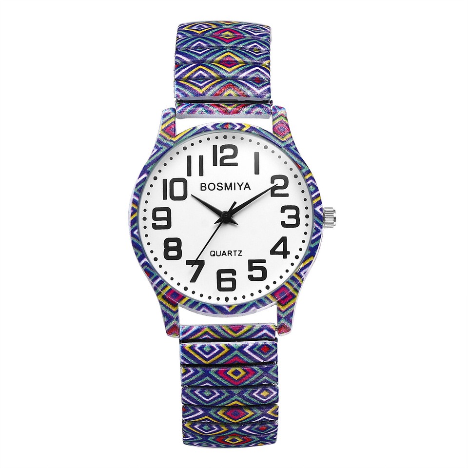 Womens Ladies Bohemian Easy to Read Quartz Wrist Watch Elastic Stretch ...