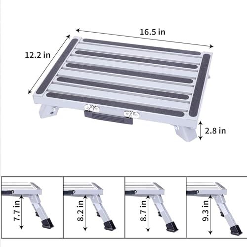 Homeon Wheels Aluminum RV Steps Adjustable Folding Platform Step with ...