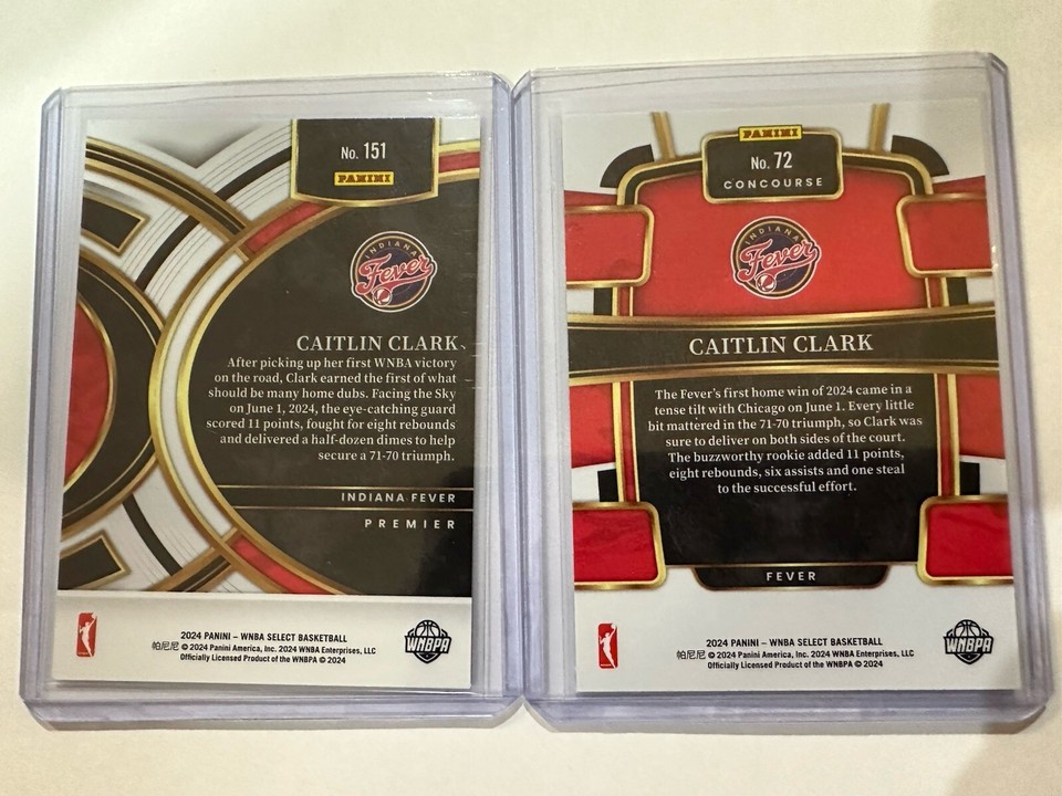 2024 Panini Select WNBA CAITLIN CLARK ROOKIE Premier & Concourse ...