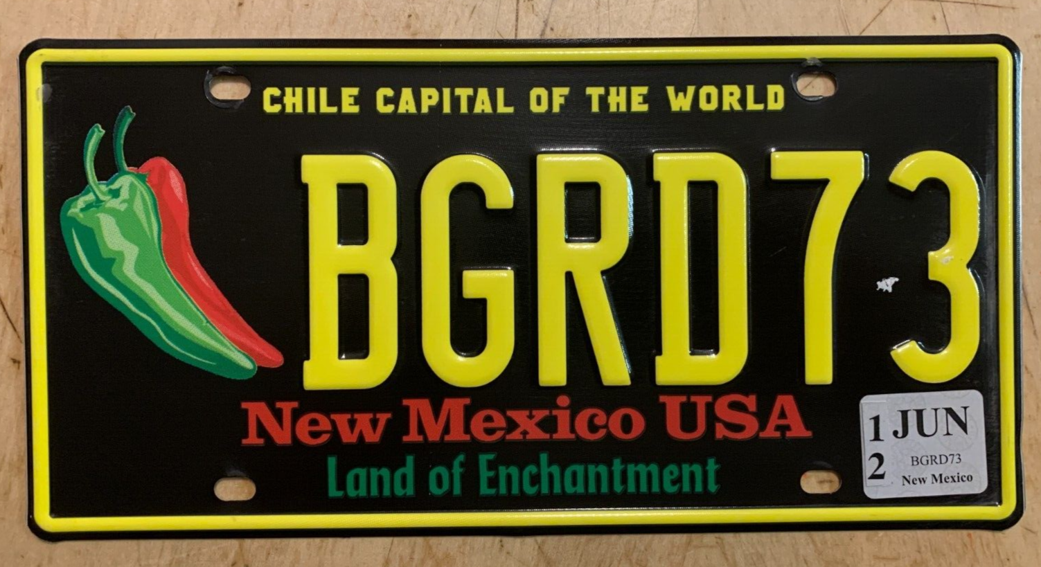 AWARD WINNING NEW MEXICO USA CHILE LICENSE PLATE " BGRD 73 " NM | eBay