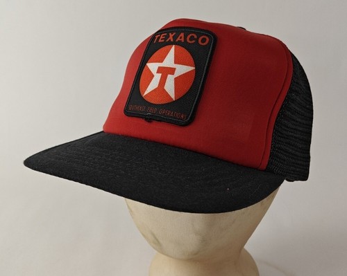 Vtg Texaco SE Field Operations Blk / Red Snapback Mesh Back Trucker Hat ...