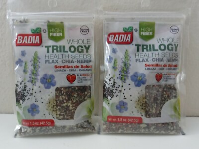 2 Bags Badia®Whole Trilogy Seeds Flax, Chia & Hemp Health Seed 1.5 oz ...