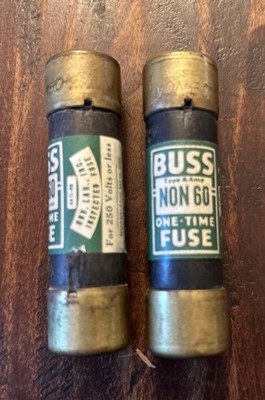 Set Of 2 Vintage Buss NON 60 Cartridge Fuses 250v; New Old Stock; USA ...