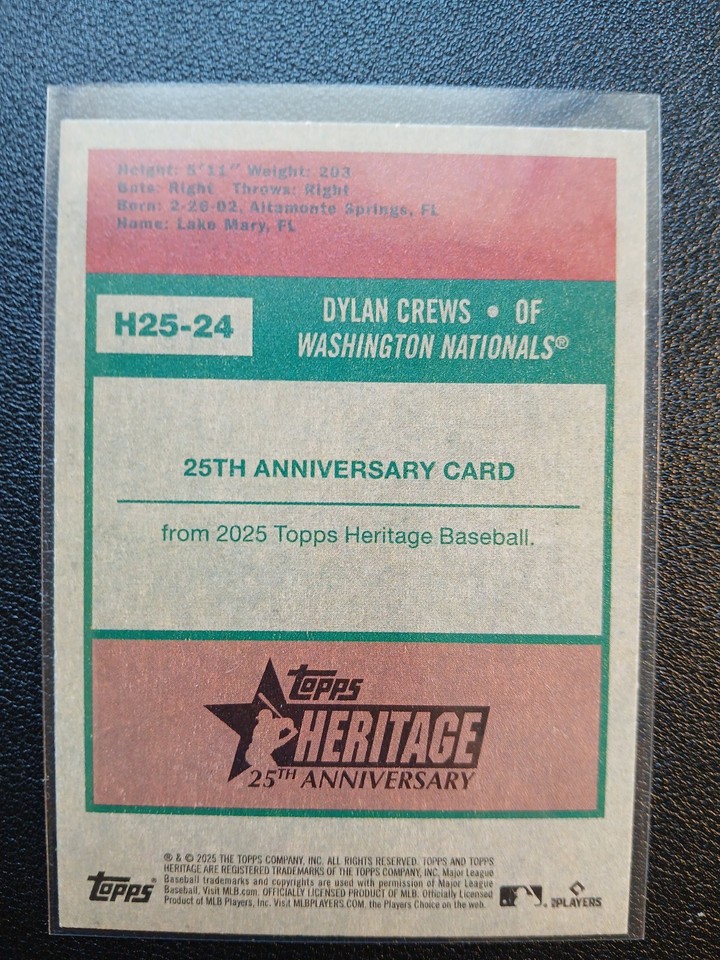 Dylan Crews 2025 Topps Heritage H25-24 25th Anniversary Rookie RC | eBay