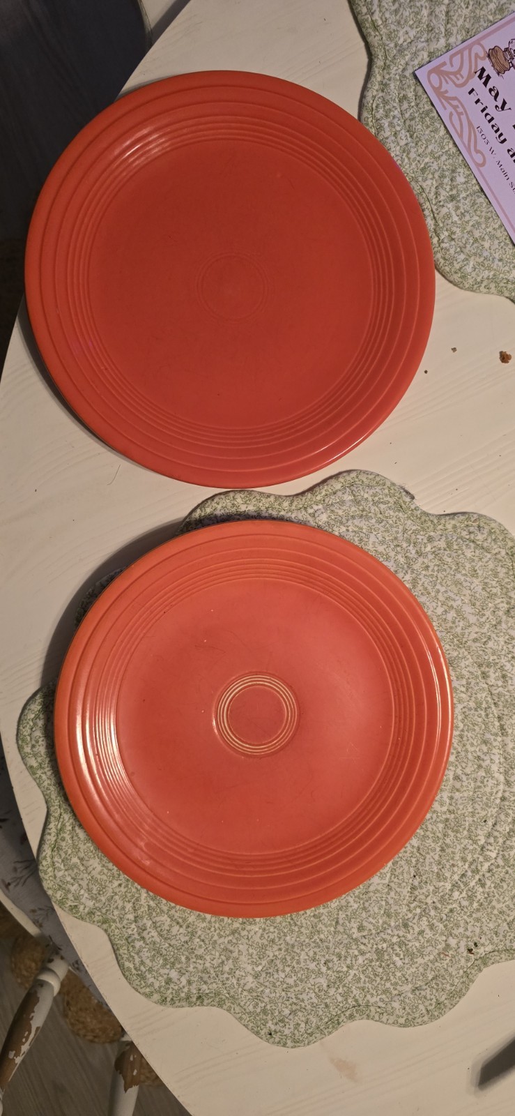 Fiesta Dinner Plates 9 1/2"(2) Used Original Red Vintage. Uranium Oxide ...