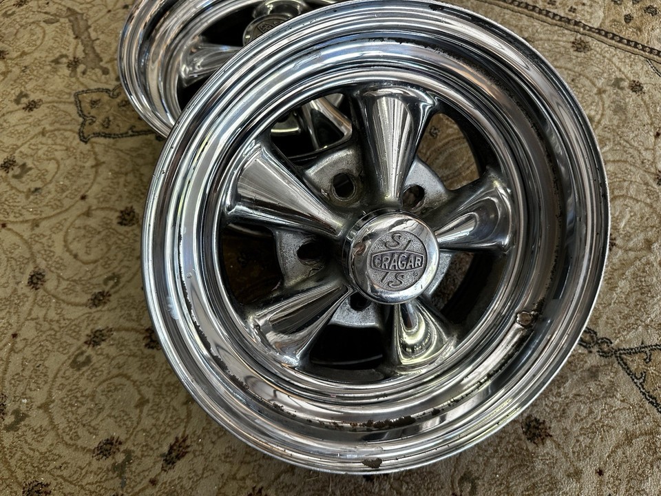 Pair 90s Cragar SS Wheels 14x7 Standard Uni Lug Wheels Chevy Ford Mopar ...