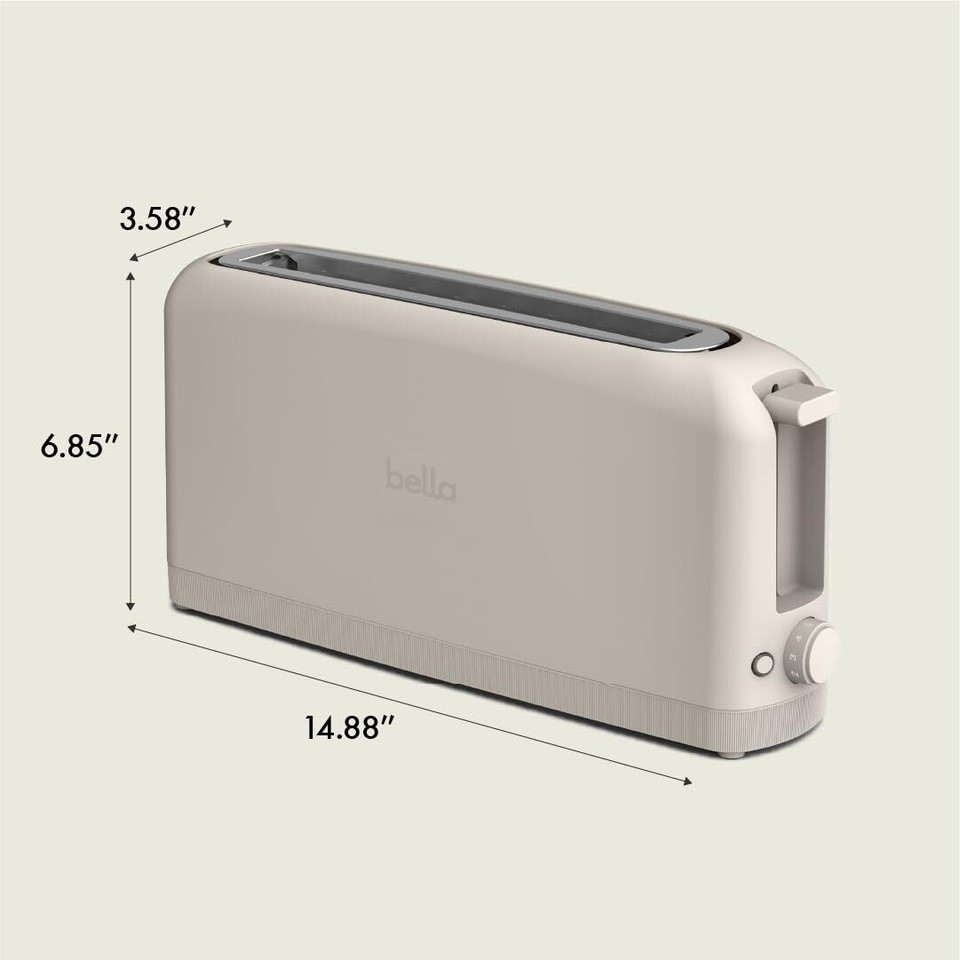 Bella 2 Slice Slim Toaster Extra Wide Long Slot Oatmilk Modern Design | eBay