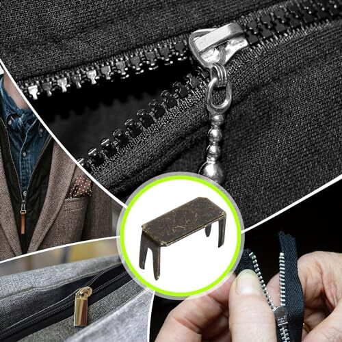 20 Pcs Zipper Stoppers, 8 Top & Bottom Zipper Stops Zippers Repair Kits ...