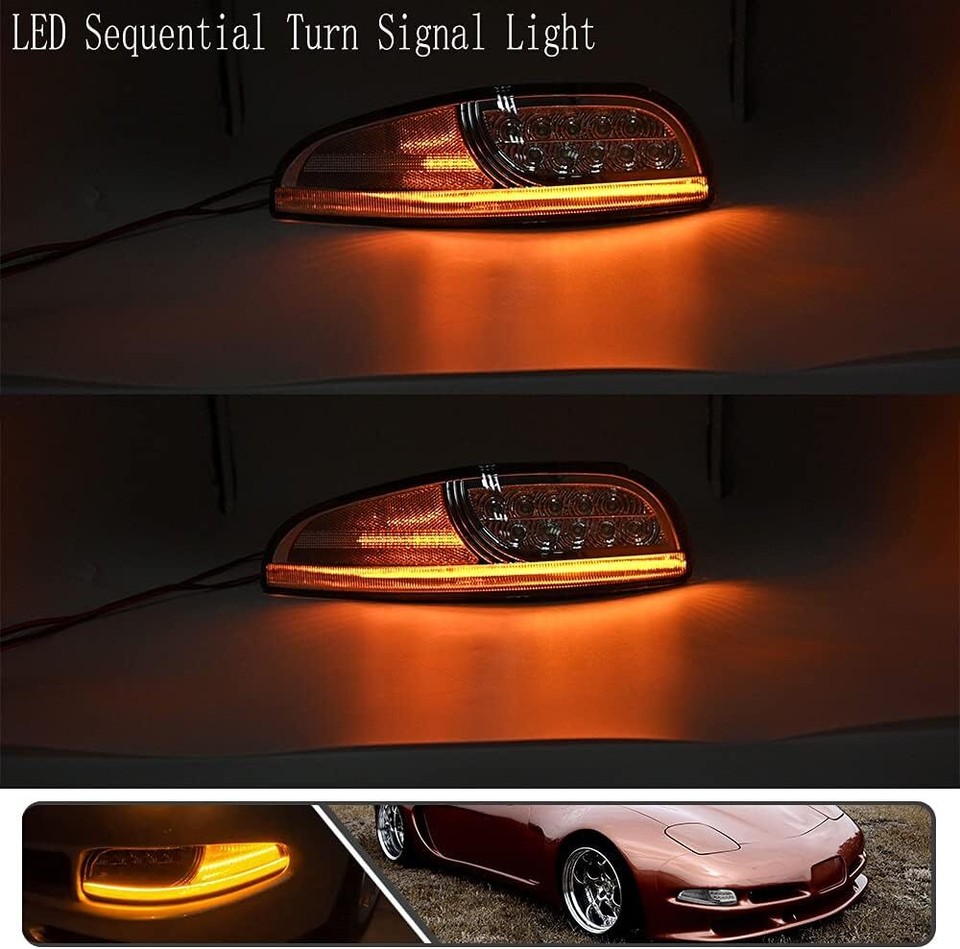 Sequential Clear LED Front Turn Signal Light Corner For 97-04 Chevy ...