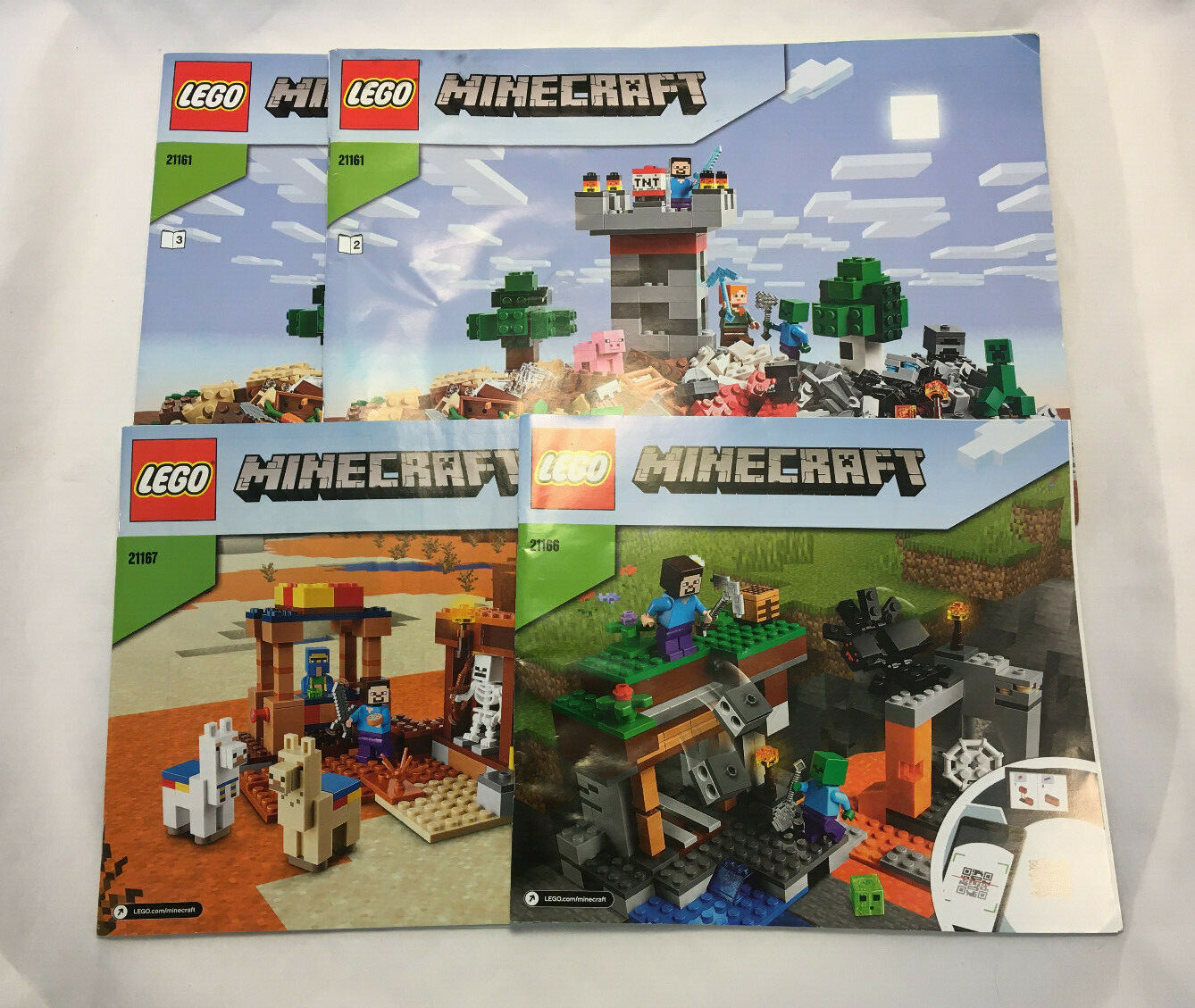 Lot of 3 Lego Minecraft Manuals Instructions Only 21161, 21187, 21166 ...