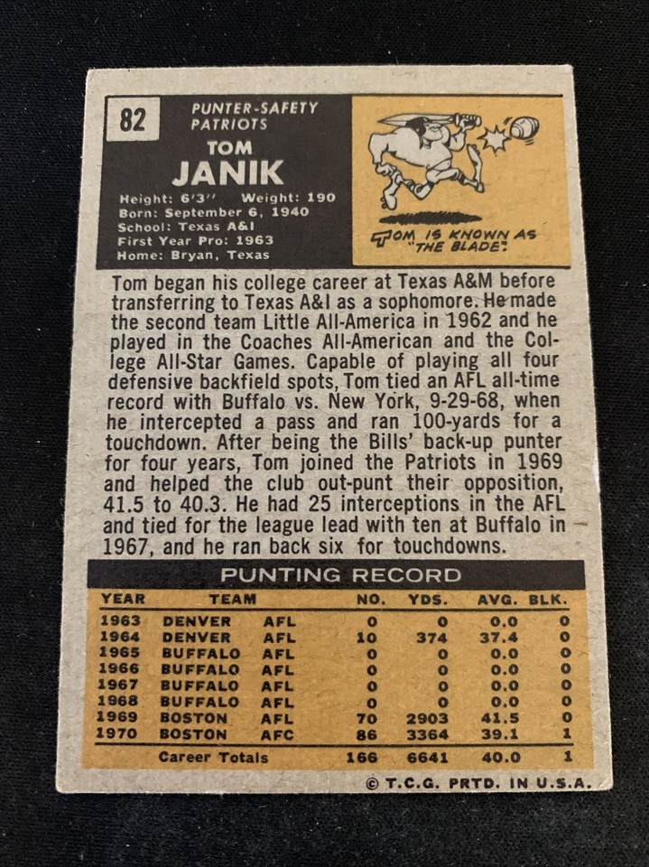 1971 Topps #82 Tom Janik - VG | eBay