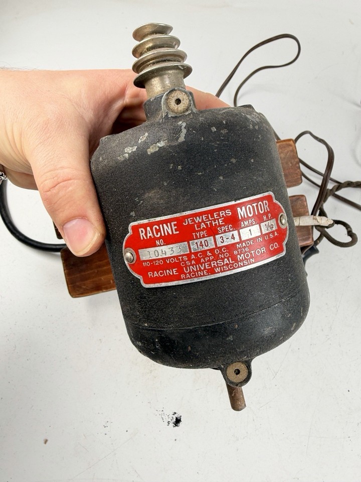 Vintage Racine Jewelers Lathe motor 1/12 HP W Speed Controller Foot ...