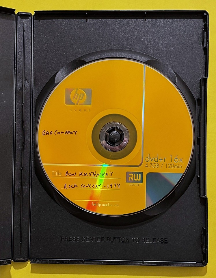 "BAD COMPANY 1974" DVD ~ LIVE OCTOBER 12, 1974 LONG BEACH, CA PRO-SHOT ...