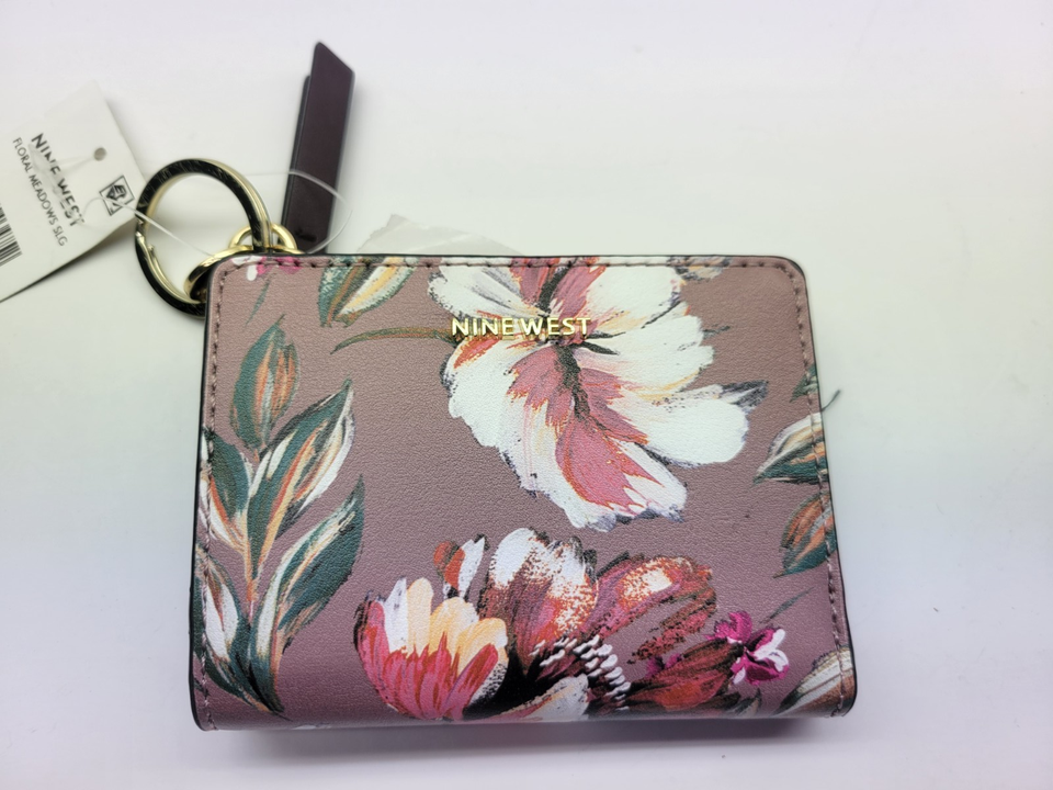 Nine West Floral Meadows Wristlet Faux Leather Credit Card ID Coin ...