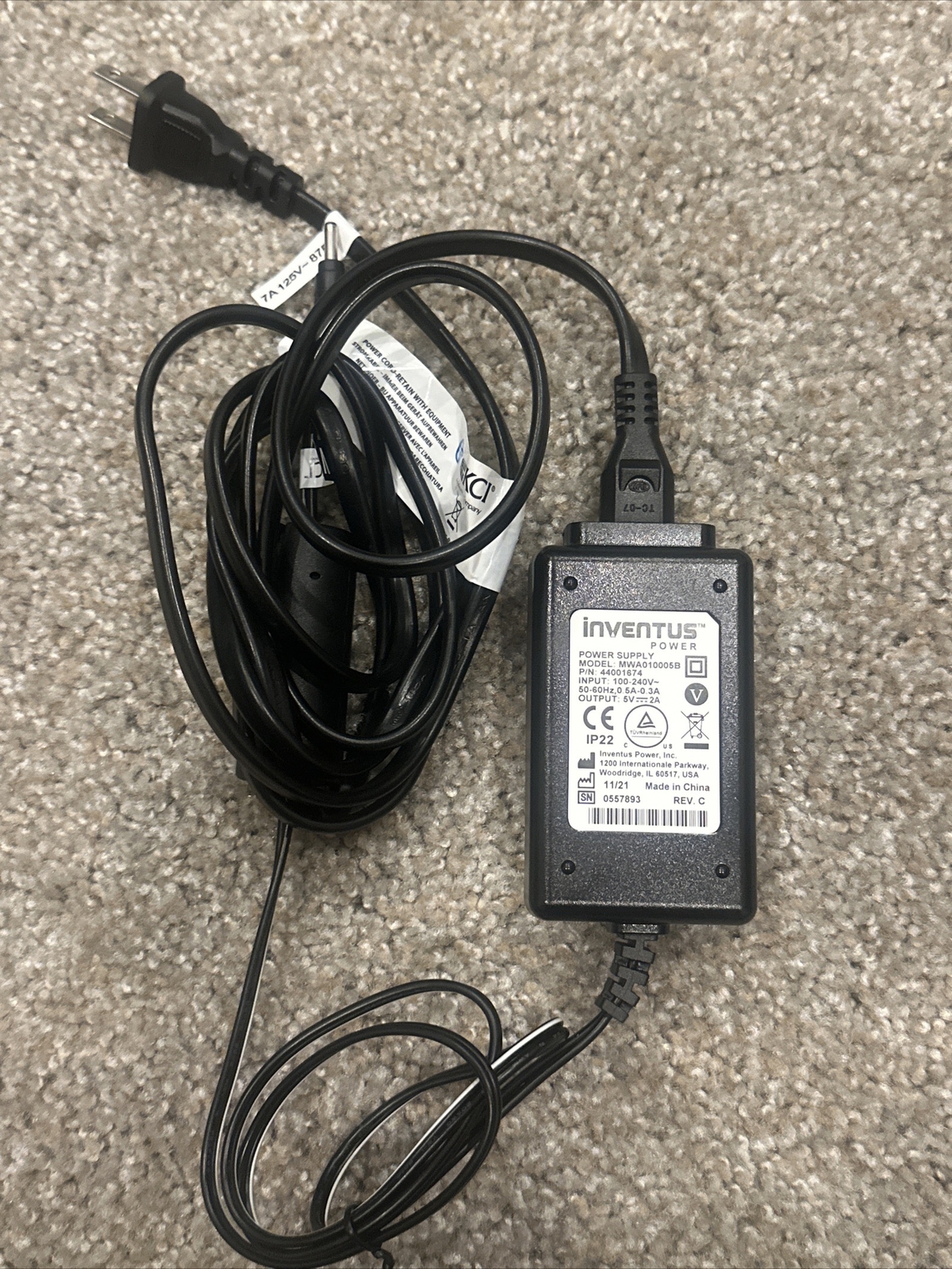 KCI Inventus MWA010005B 5V 2A Power Supply Transformer PN: 44001674 | eBay