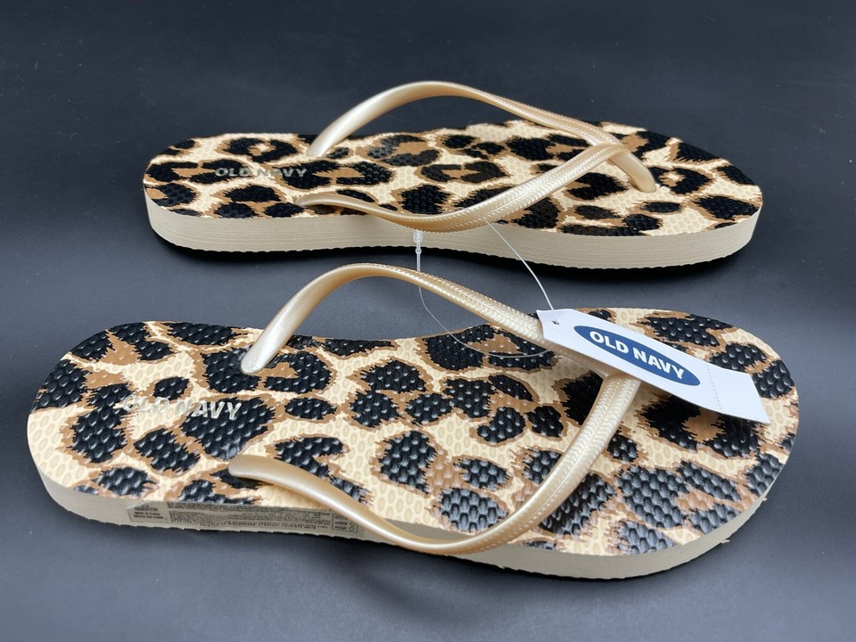 NEW Old Navy Women Gold Cheetah Print Flip Flops Women SIZE 5 NWT | eBay