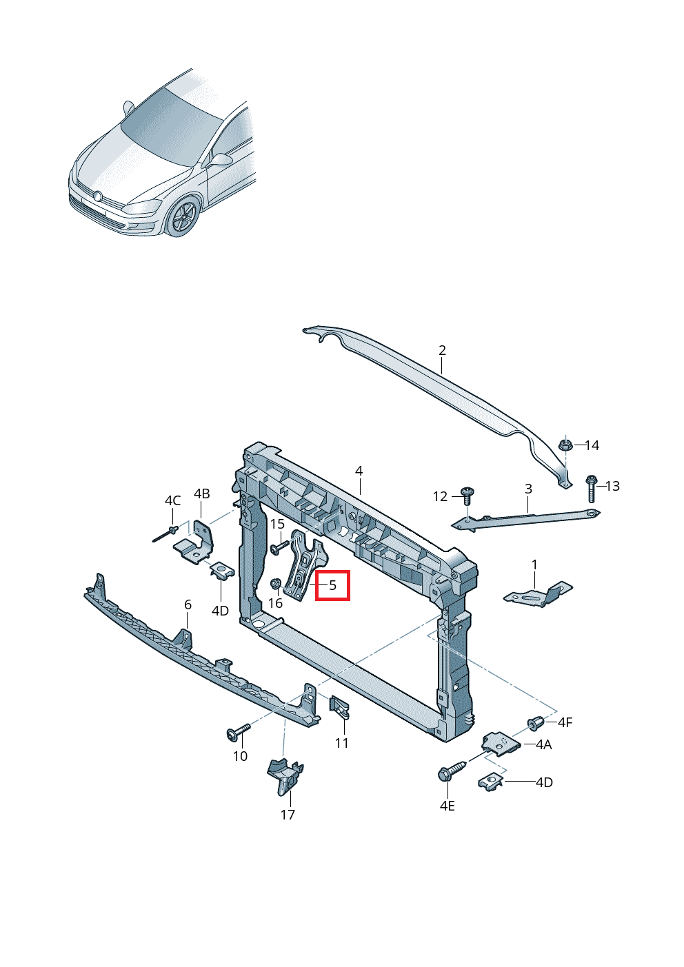 NEW GENUINE VW GOLF MK7 FRONT HOOD CENTRE LATCH SUPORRT BRACKET ...