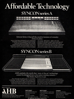 vtg ALLEN & HEATH MIXING CONSOLE MAGAZINE PRINT AD Syncon Series A B ...